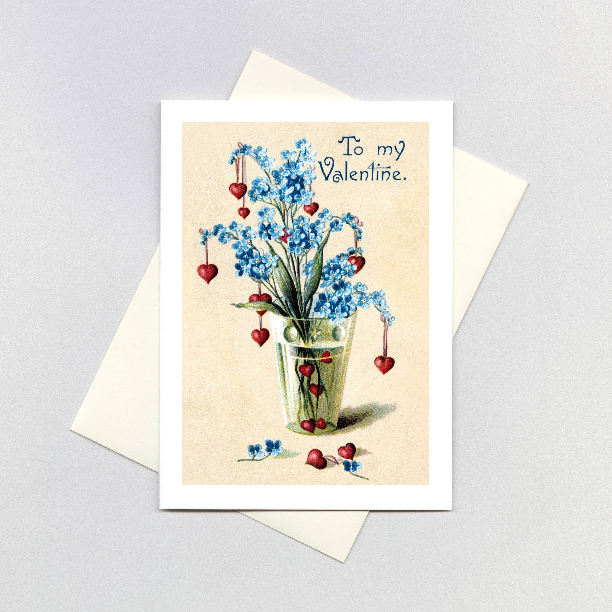 Vase of Hearts and Forget-Me-Nots Valentine's Day Card